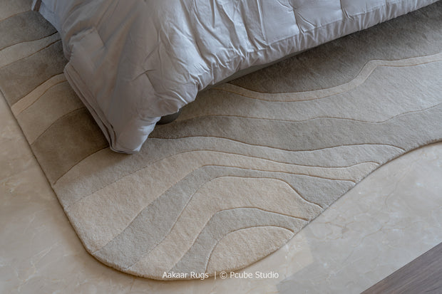 Topographic Beige Luxury Rug – Sculpted Hi-Low Texture | Aakaar Rugs ...