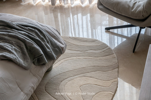 Topographic Beige Luxury Rug – Sculpted Hi-Low Texture | Aakaar Rugs ...